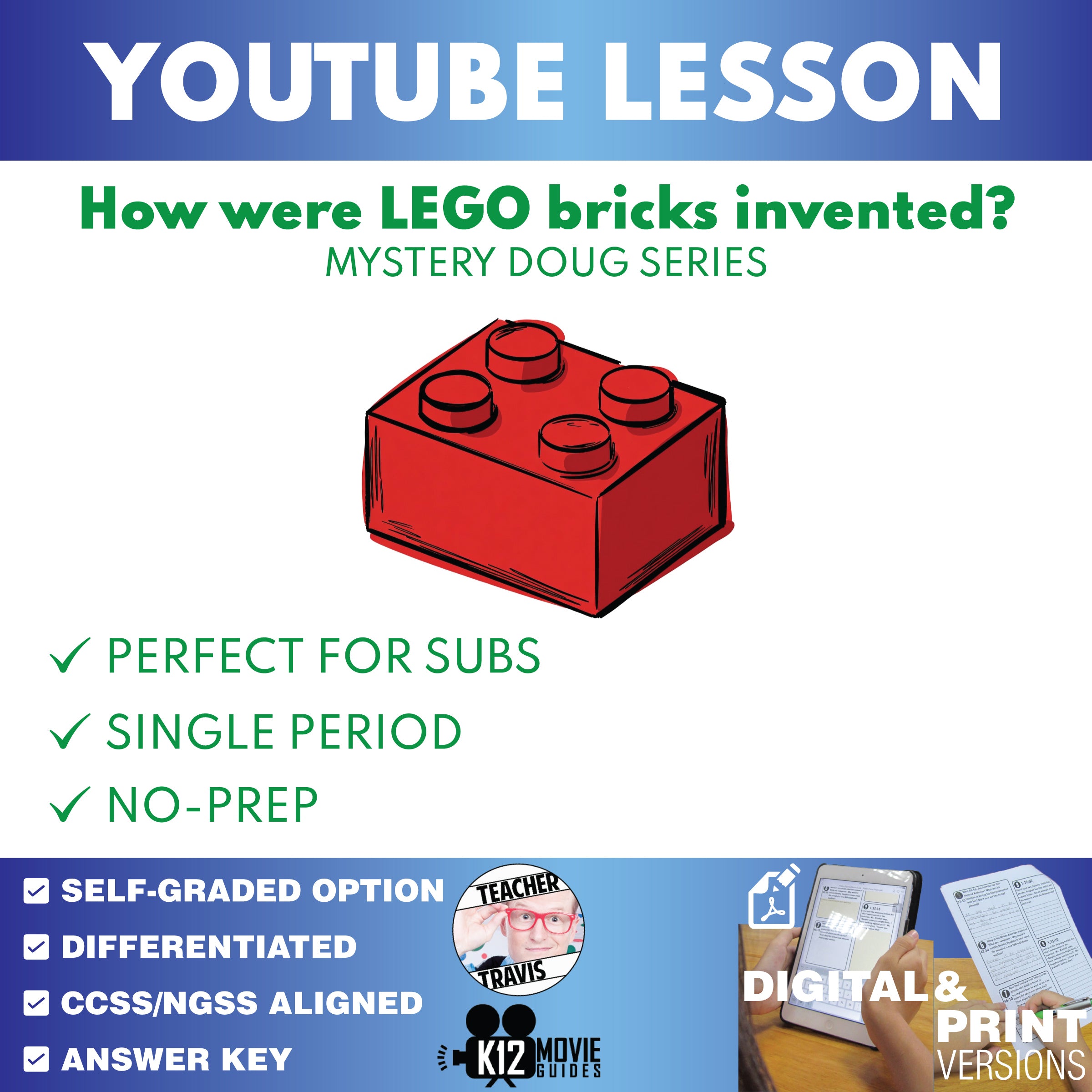 How Were LEGO Bricks Invented YouTube Video Lesson | Mystery Doug ...