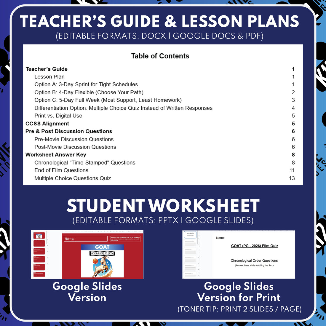 GOAT Movie Guide Questions & Worksheet | Answer Key – K12MovieGuides