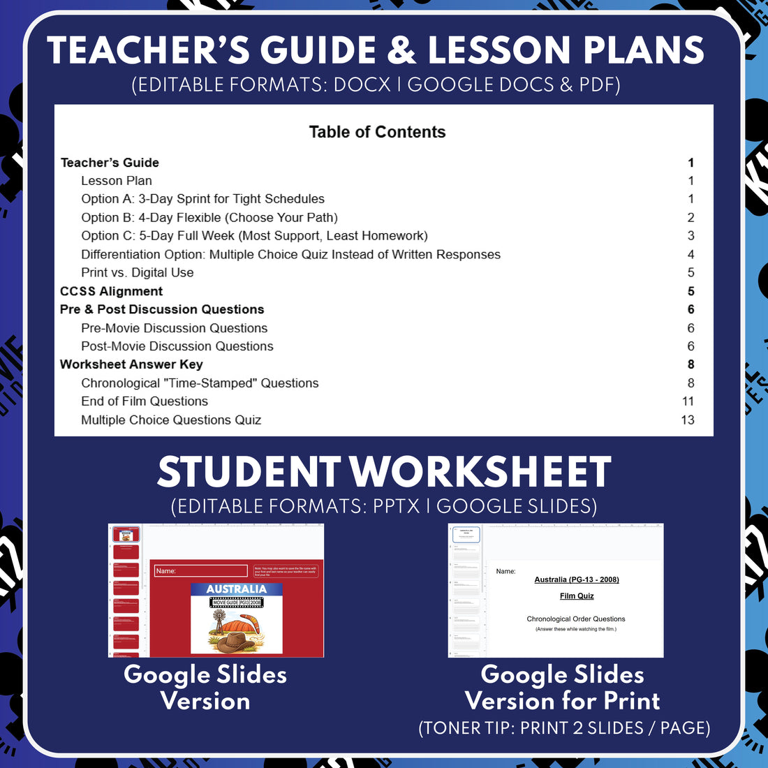 Australia (2008) Movie Guide Questions & Worksheet | Answer Key ...