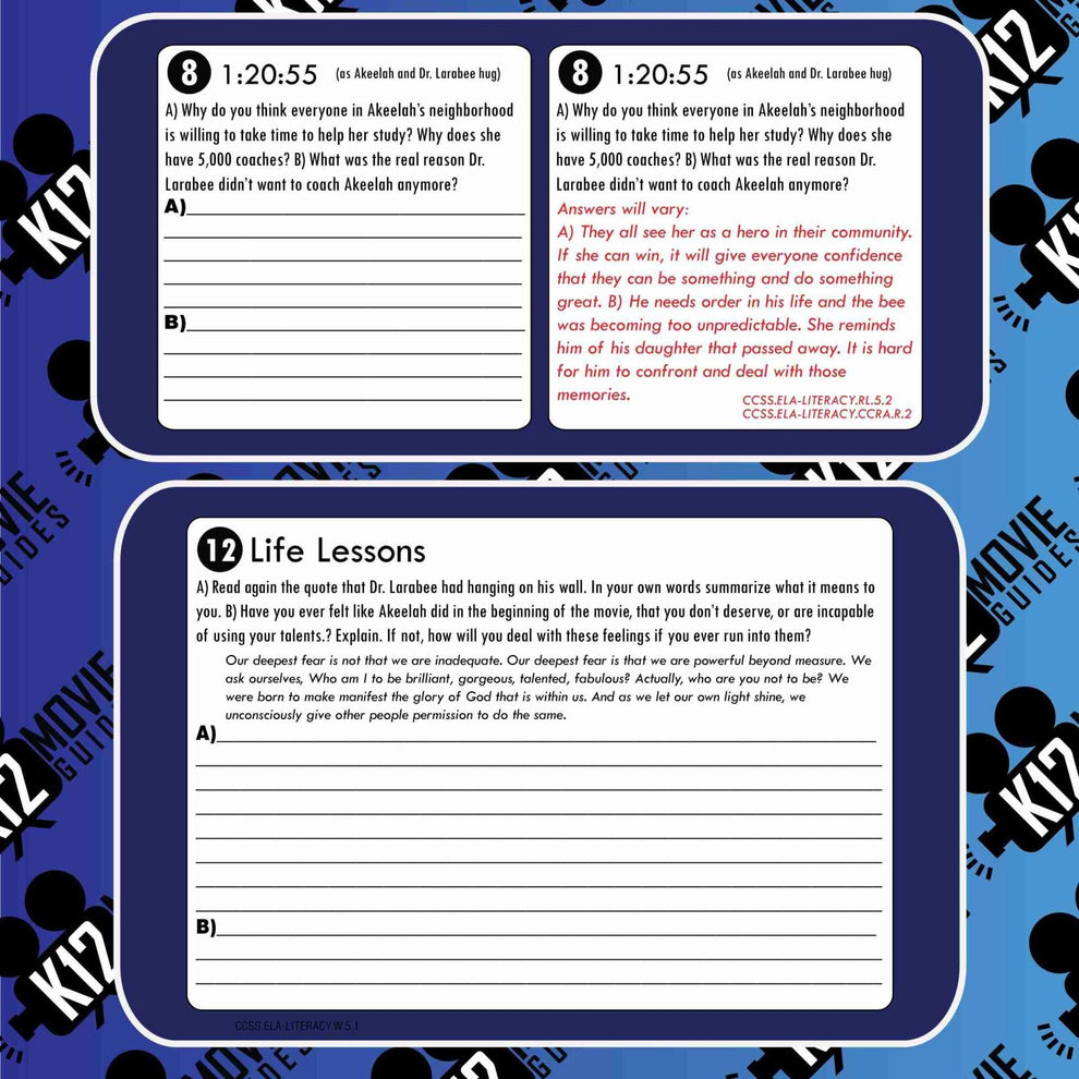 Akeelah and the Bee Movie Guide Questions & Worksheet | Answer Key ...