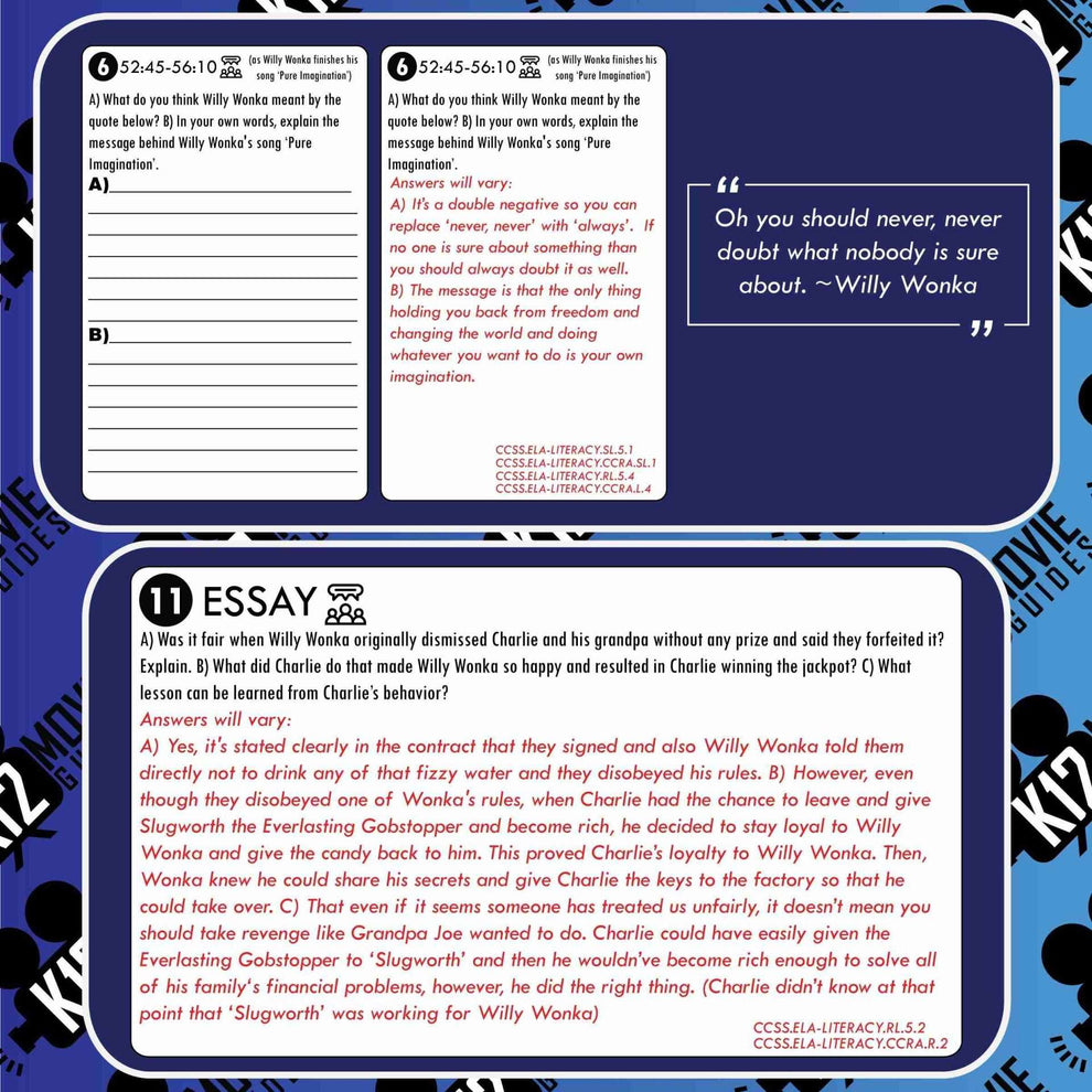 Willy Wonka & the Chocolate Factory Movie Guide | Questions | Workshee ...